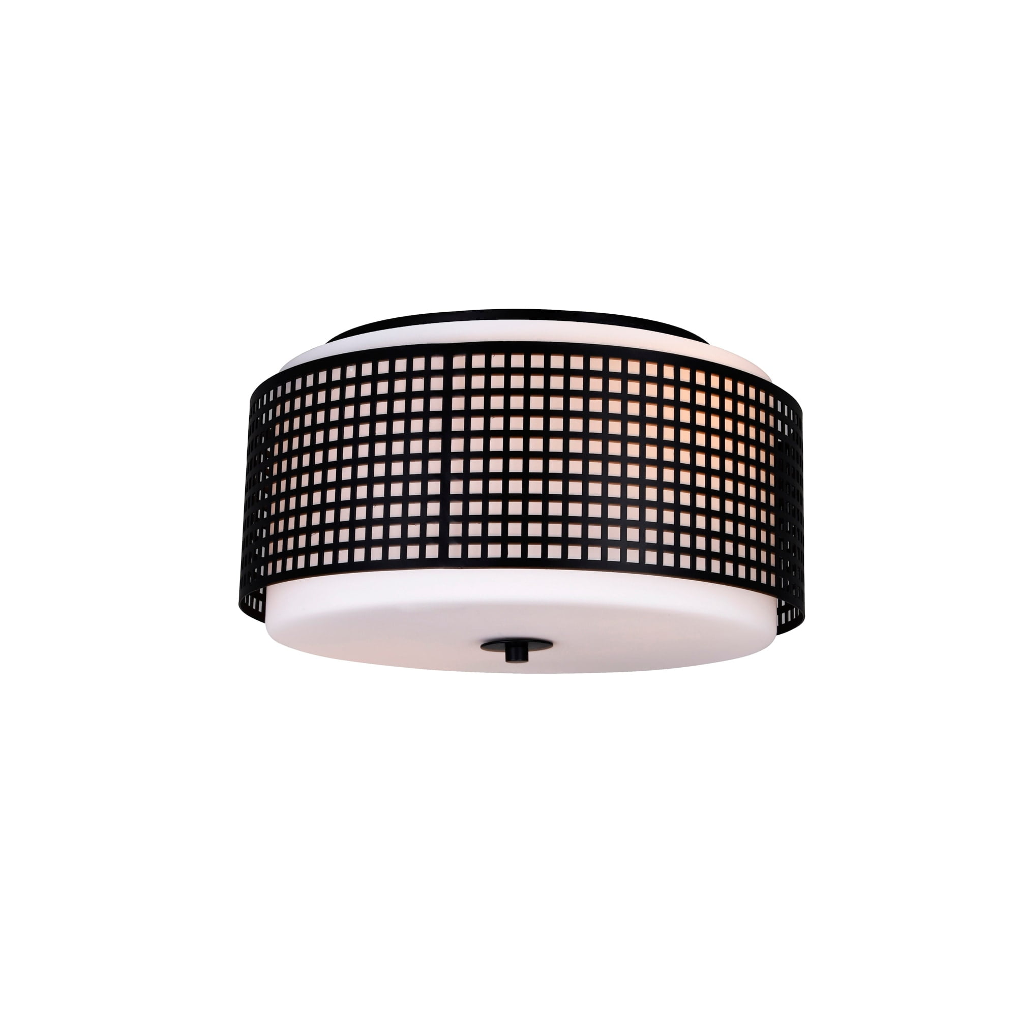 CWI Lighting Checkered 2 Light Drum Shade Metal Flush Mount in Black ...