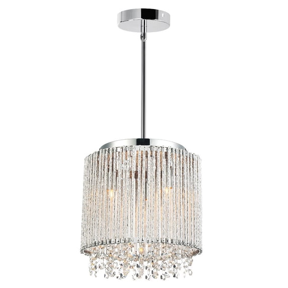 CWI Lighting Claire 3 Light Drum Shade Metal Mini Pendant in Chrome ...