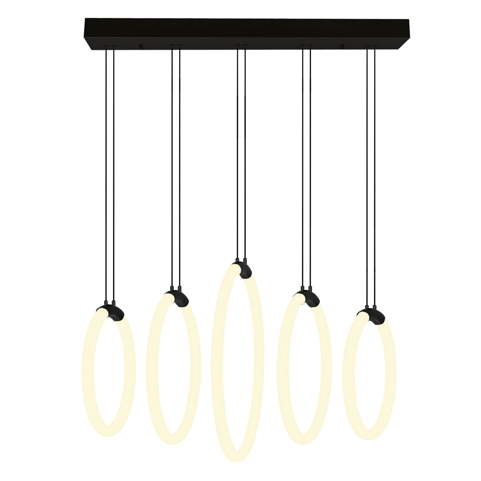 CWI Lighting Hoops 5 Light Contemporary Metal LED Chandelier in Black ...
