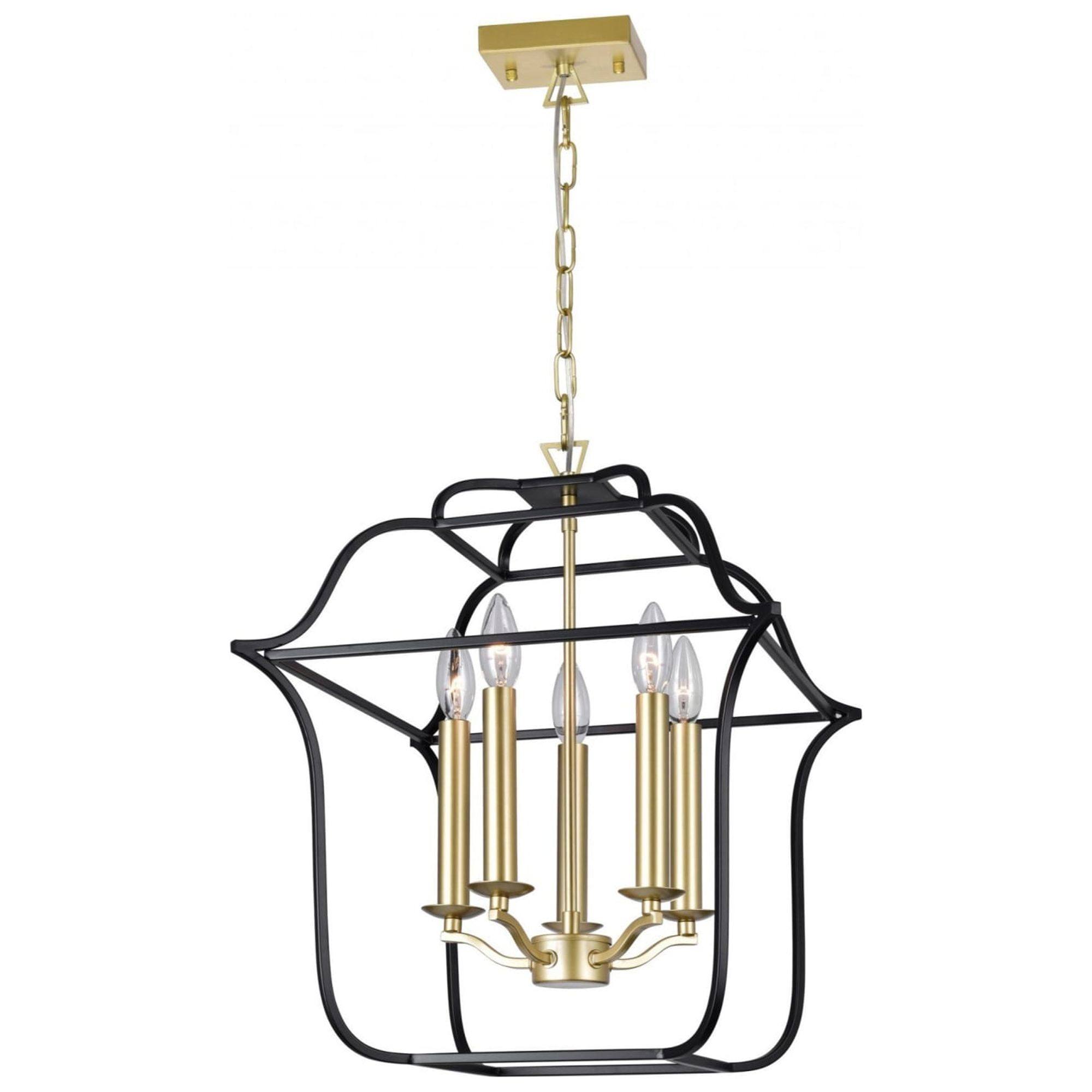 CWI Lighting Tudor 5 Light Contemporary Metal Chandelier in Satin Gold ...