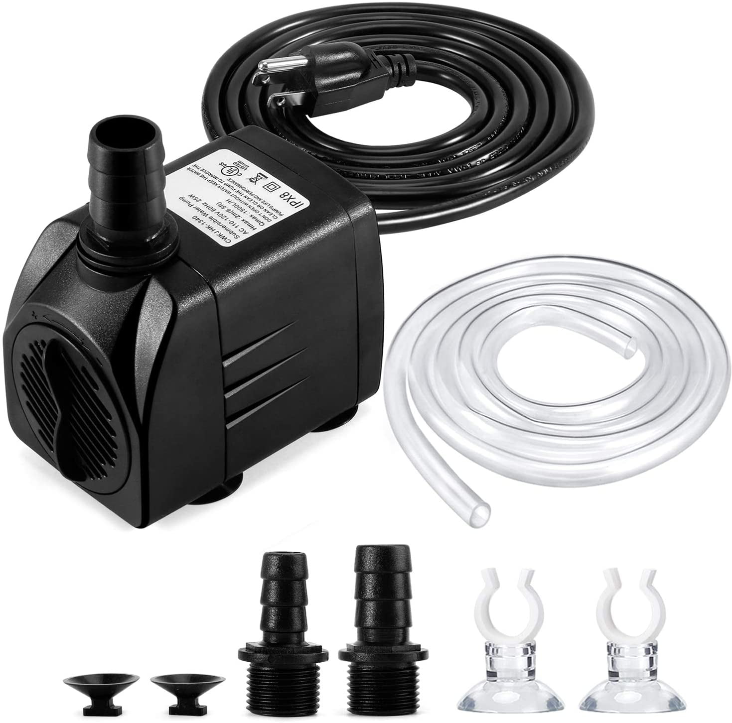 CWKJ Fountain Pump, 400GPH(25W 1500L/H) Submersible Water Durable ...