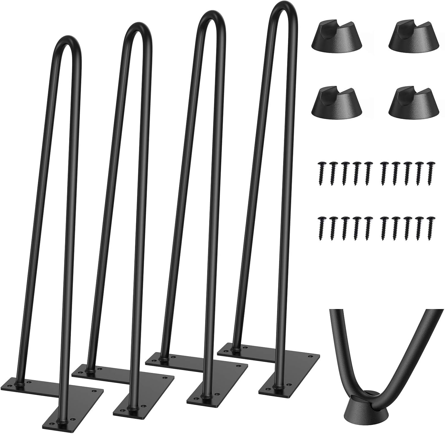 CWLOTAC Metal Hairpin Furniture Legs Set of 4, Heavy Duty Industrial ...