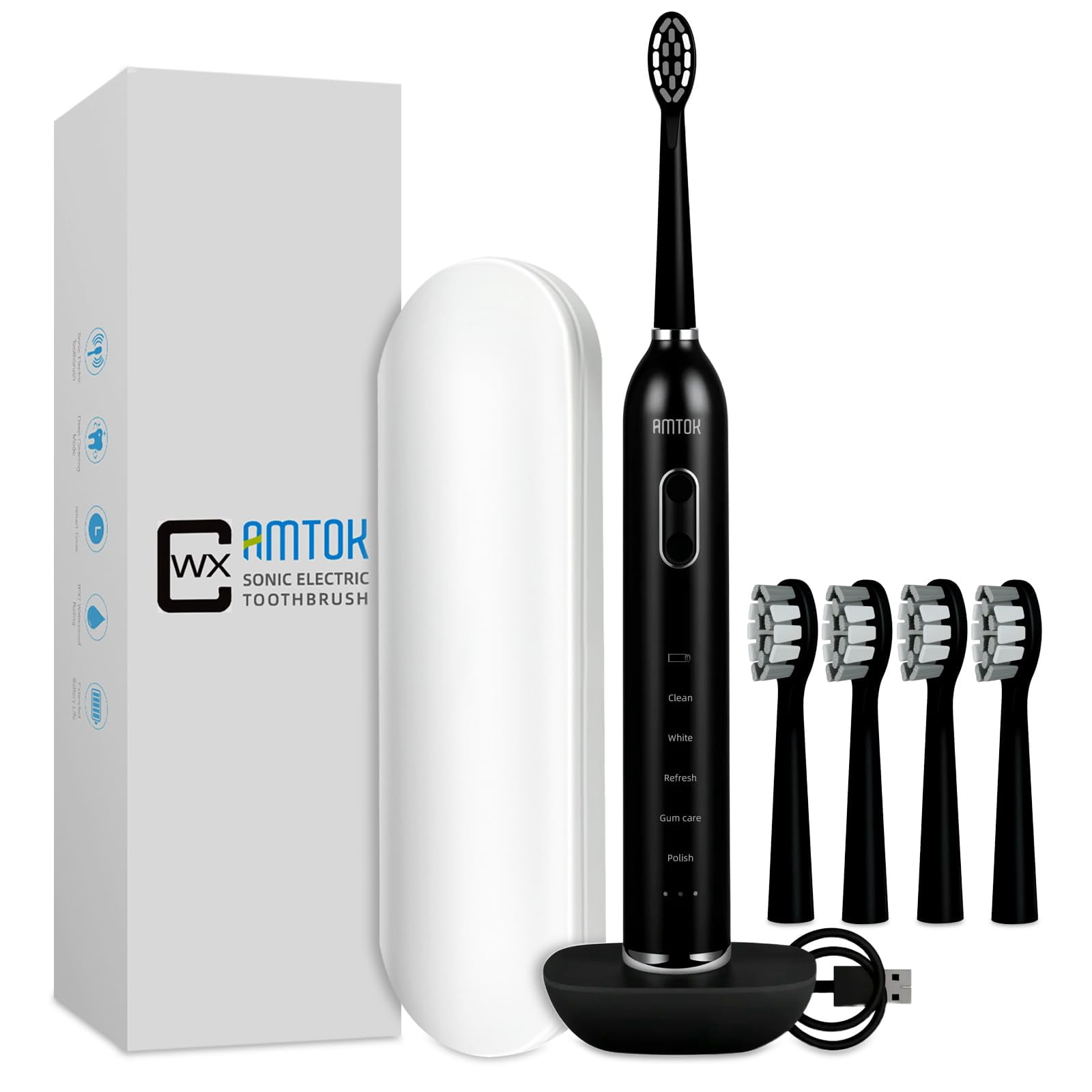 CWX Sonic Electric Toothbrush Wireless Fast Charging, 5 Cleaning Modes ...