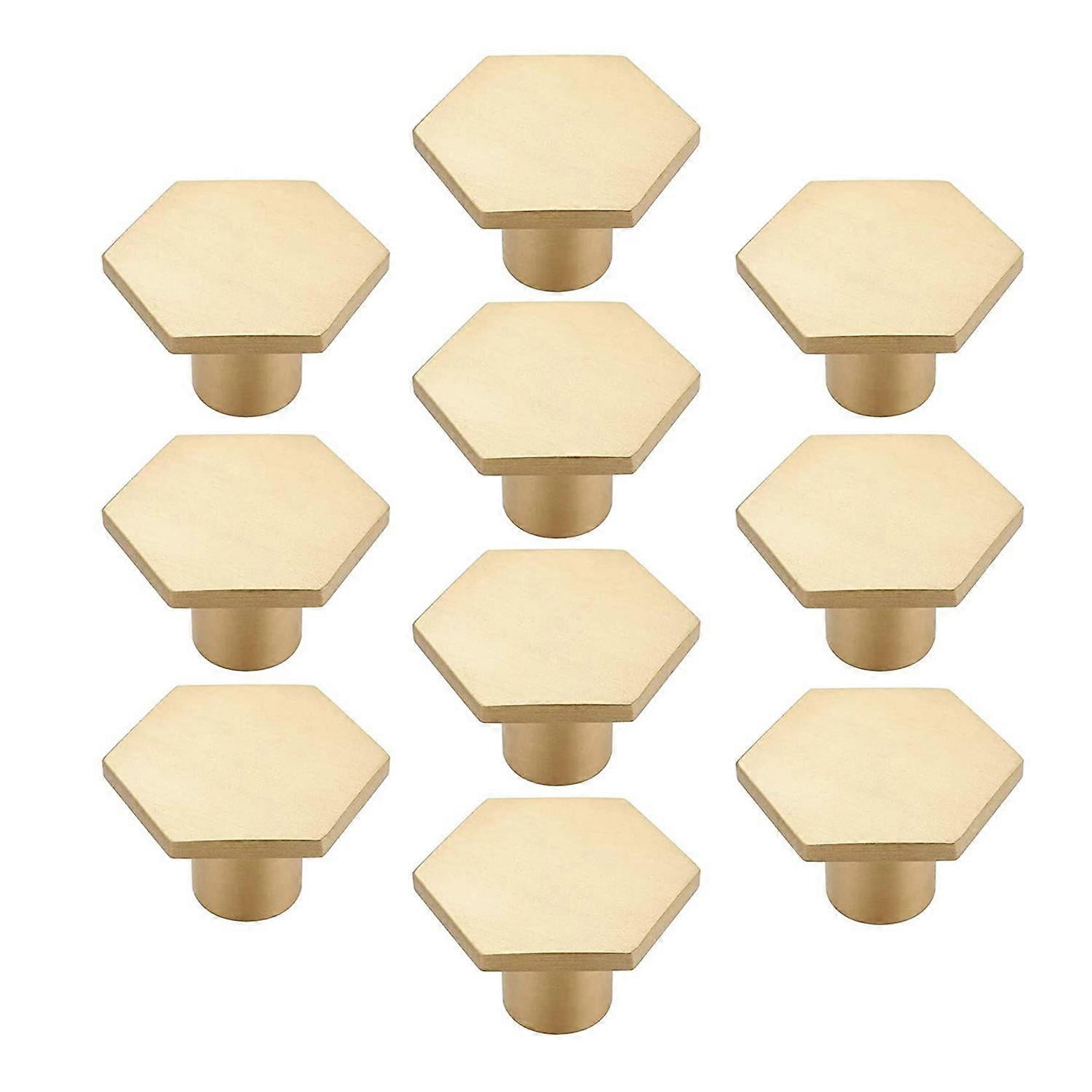 YUP 10PCS Brass Cabinet Handles Gold Drawer Knob Hexagonal Knobs for ...