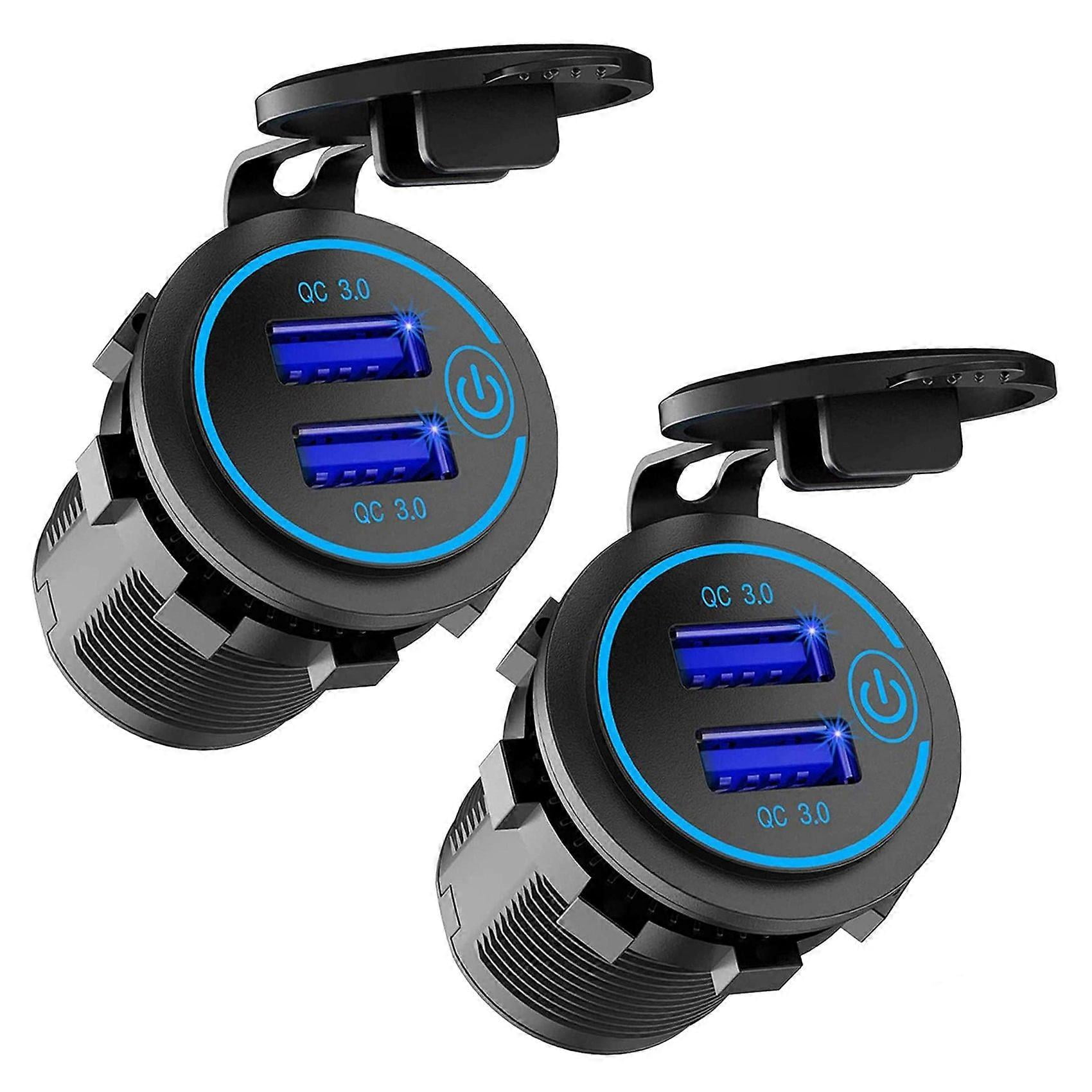 YUP 2X 12V USB Outlet, Dual QC 3.0 USB Car Charger with Switch, 36W USB ...