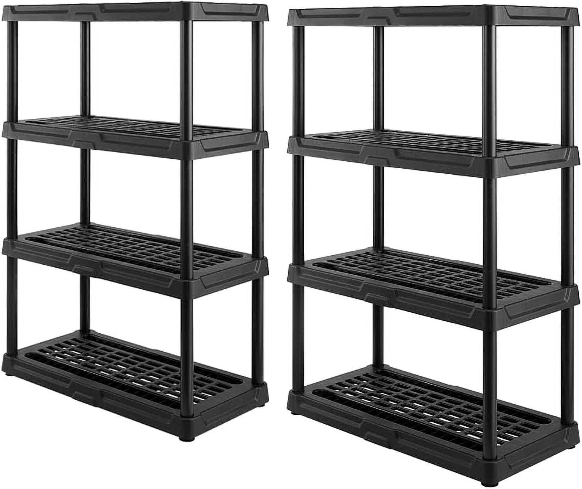 CX 4-Tier (53”H x 36”W x 18”D) Plastic Storage Shelving Unit (Black) 2 ...