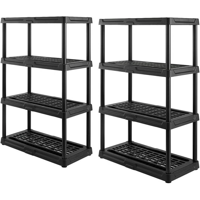 CX 4-Tier (53”H x 36”W x 18”D) Plastic Storage Shelving Unit (Black) 2 ...