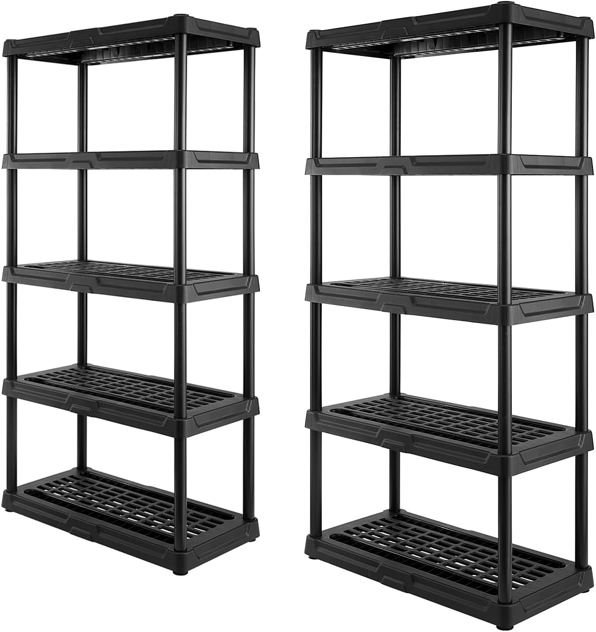 CX 5-Tier (72”H x 36”W x 18”D) Plastic Storage Shelving Unit (Black) 2 ...