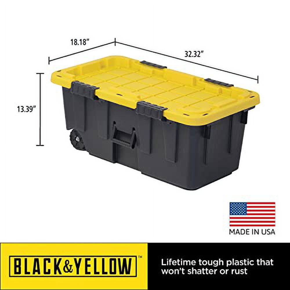 CX BLACK & YELLOW, 20-Gallon Heavy Duty Tough Storage Footlocker & Snap ...