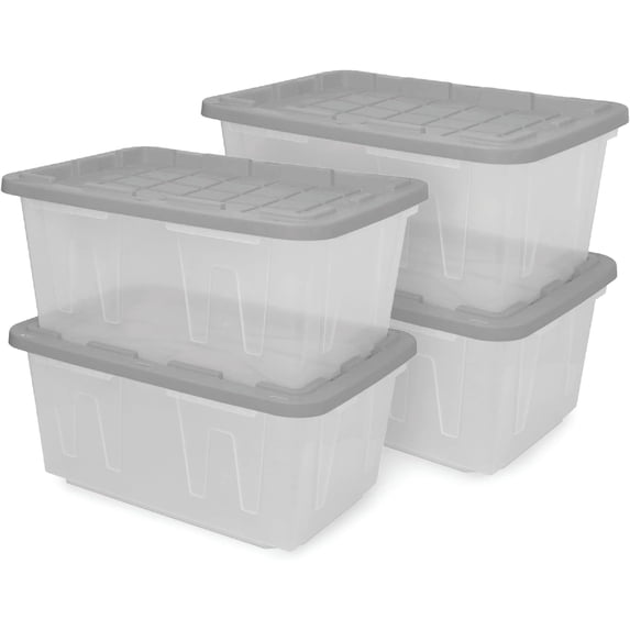 CX BLACK & YELLOW, 27-Gallon Heavy Duty Clear Storage Container & Snap ...