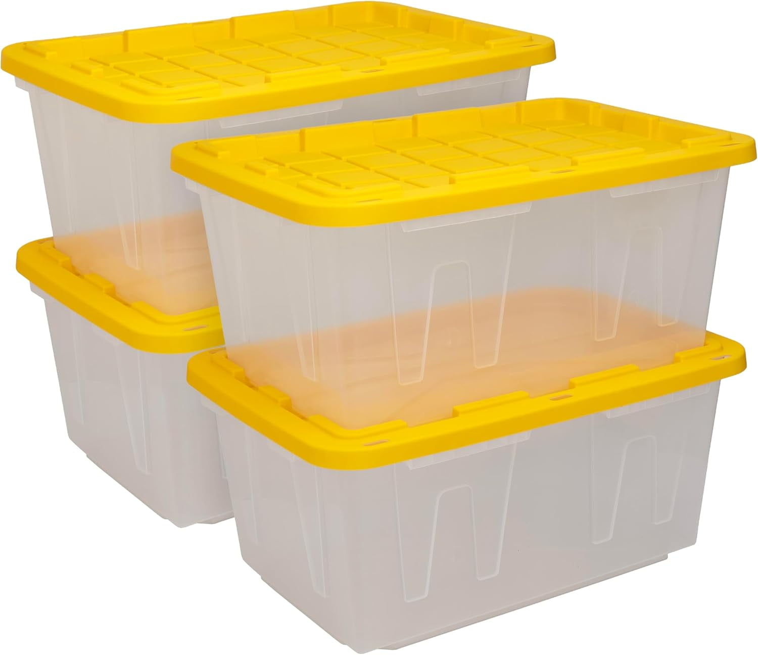 CX BLACK & YELLOW, 27-Gallon Heavy Duty Clear Storage Container & Snap ...