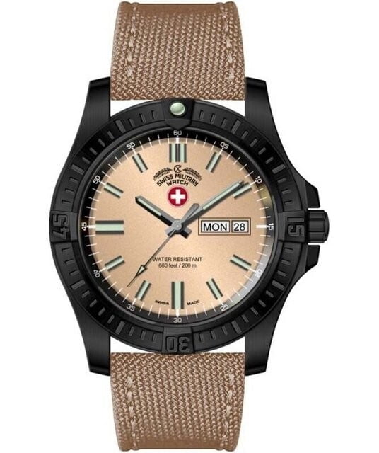 CX Swiss Military DESERT STORM Day/Date watch 42mm Khaki strap Khaki ...