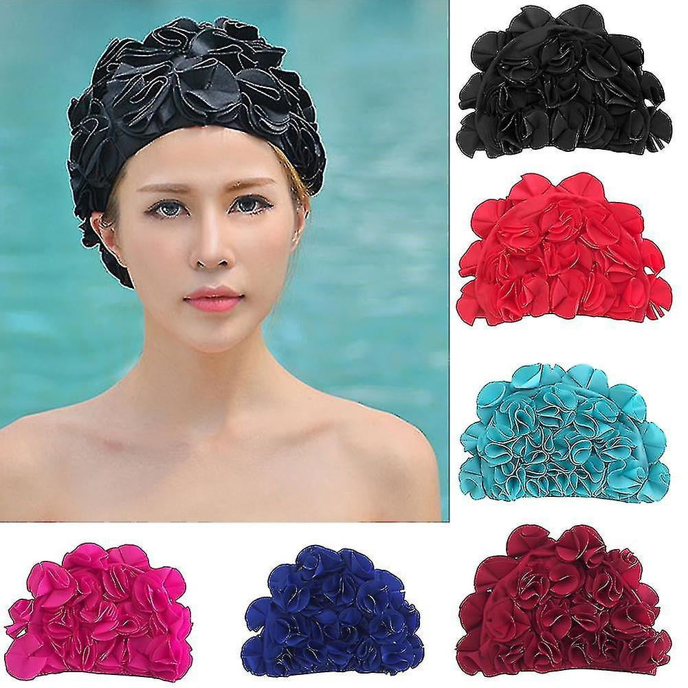 YUP Women Swimming Cap New Elastic Nylon Fabric Protect Ears Long Hair ...