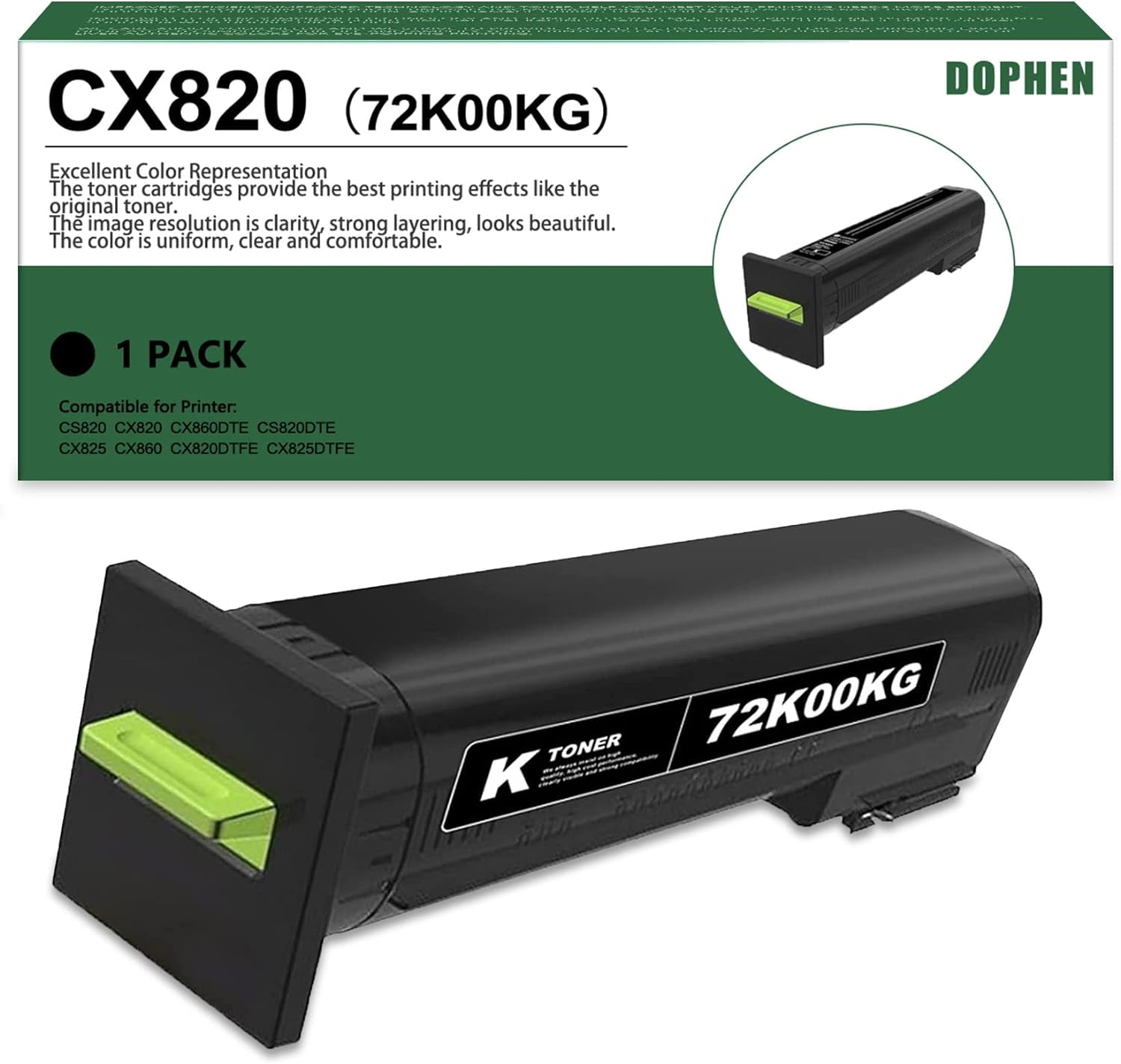 CX820 Toner 72K00KG Black Toner Cartridge - DOEN 1 Pack 72K00KG Toner ...