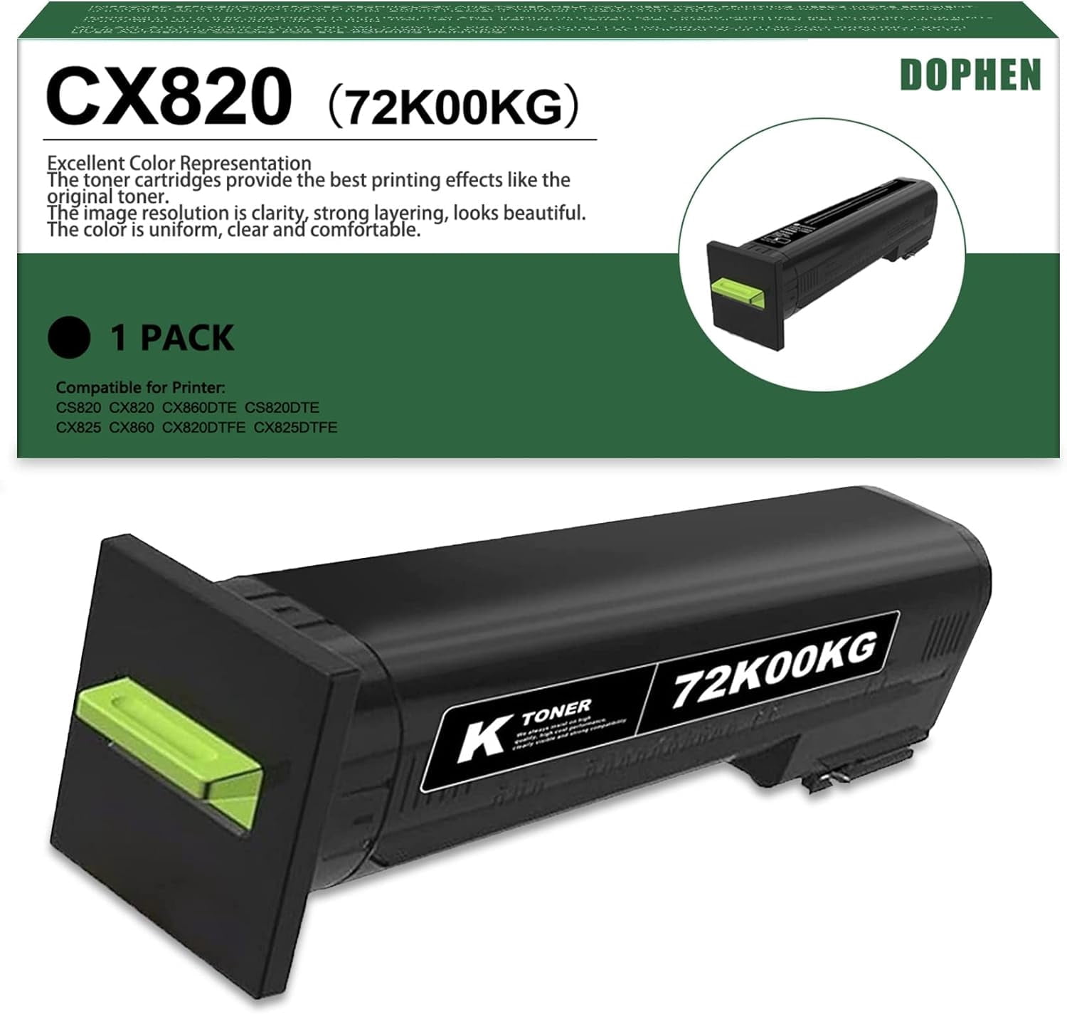 CX820 Toner 72K00KG Black Toner Cartridge - DOEN 1 Pack 72K00KG Toner ...