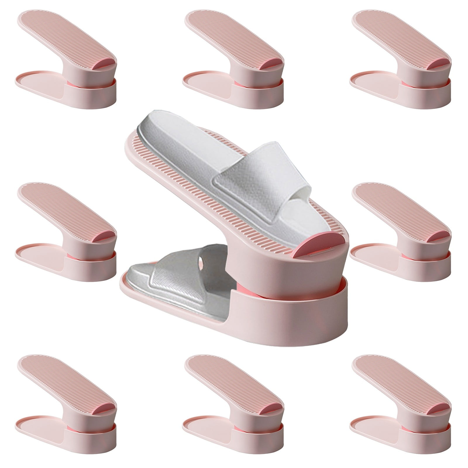 CXALSSY 2-Tier Plastic Shoe Rack - Pink, 10.55×8.89×4.41in Small Shoe ...