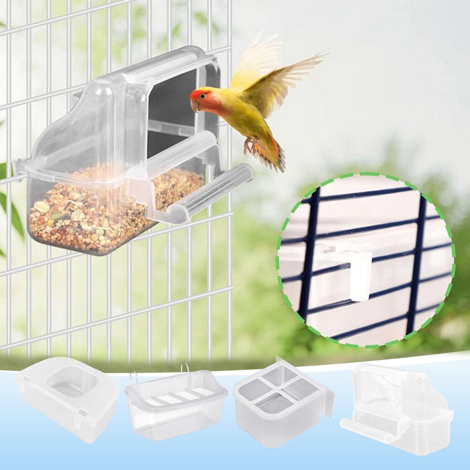 CXALSSY Clear Bird Food Box Spillproof Feeder Bird Feeder Sink Box ...