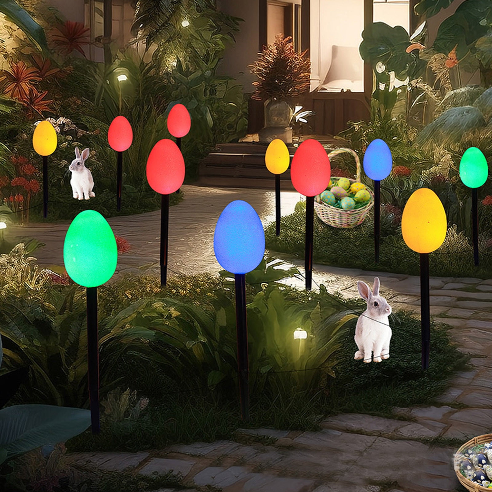 CXALSSY Easter Decoration, Solar Easter Lights, Pastel Easter Egg ...