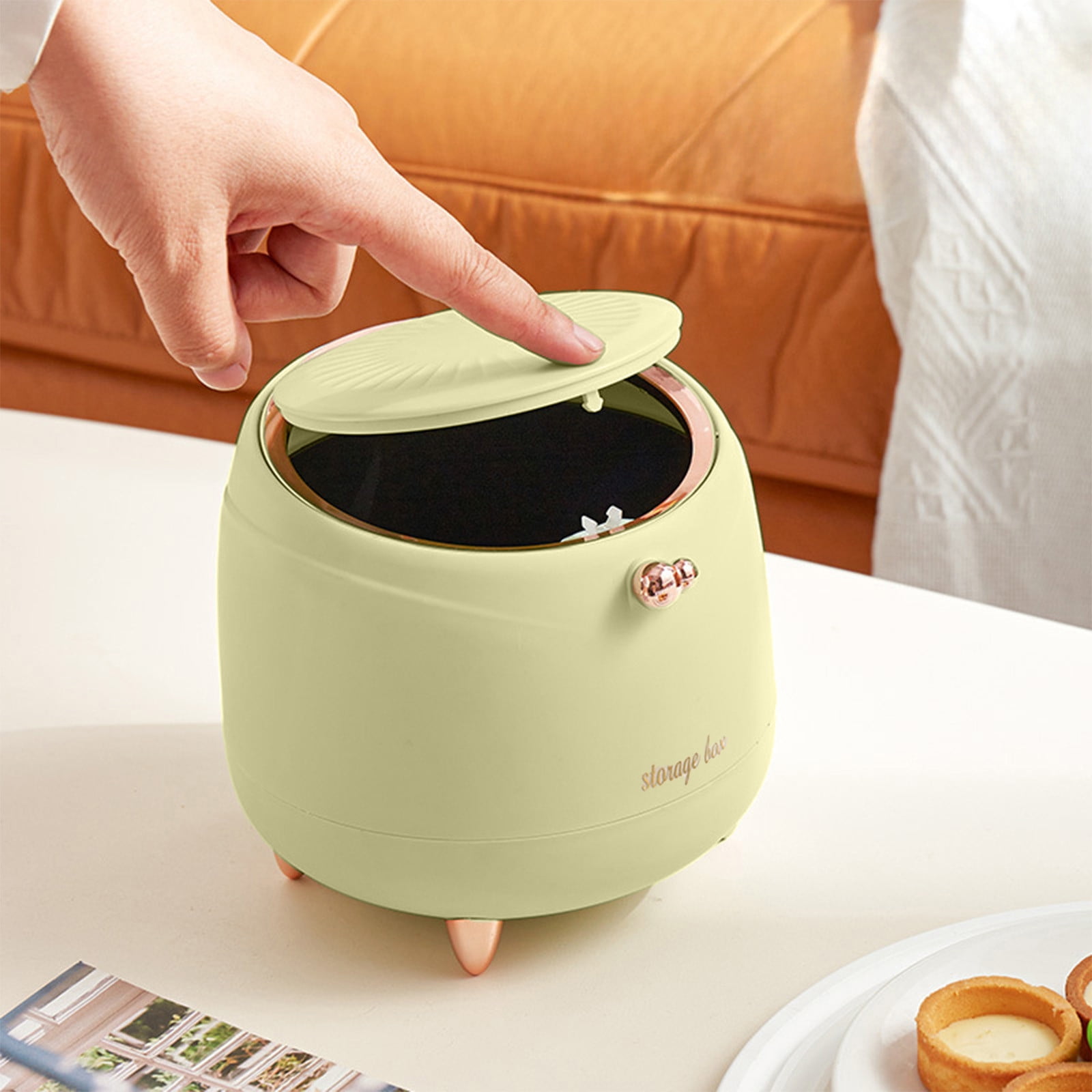 CXALSSY Small Desk Trash Can with Lids, Mini 3 Gallon Trash Can for ...