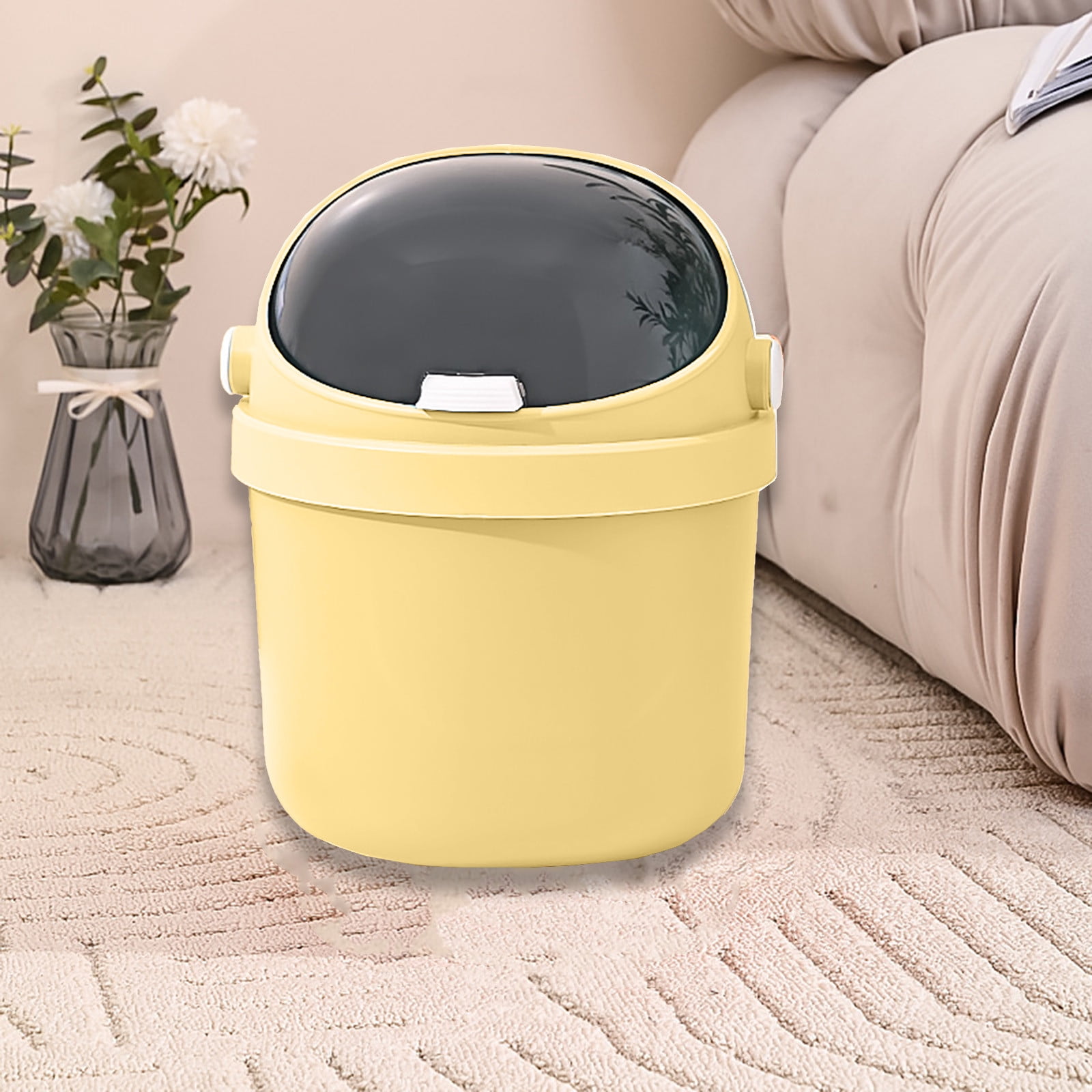 CXALSSY Small Desk Trash Can with Lids, 3 Gallon Trash Can for Kitchen ...