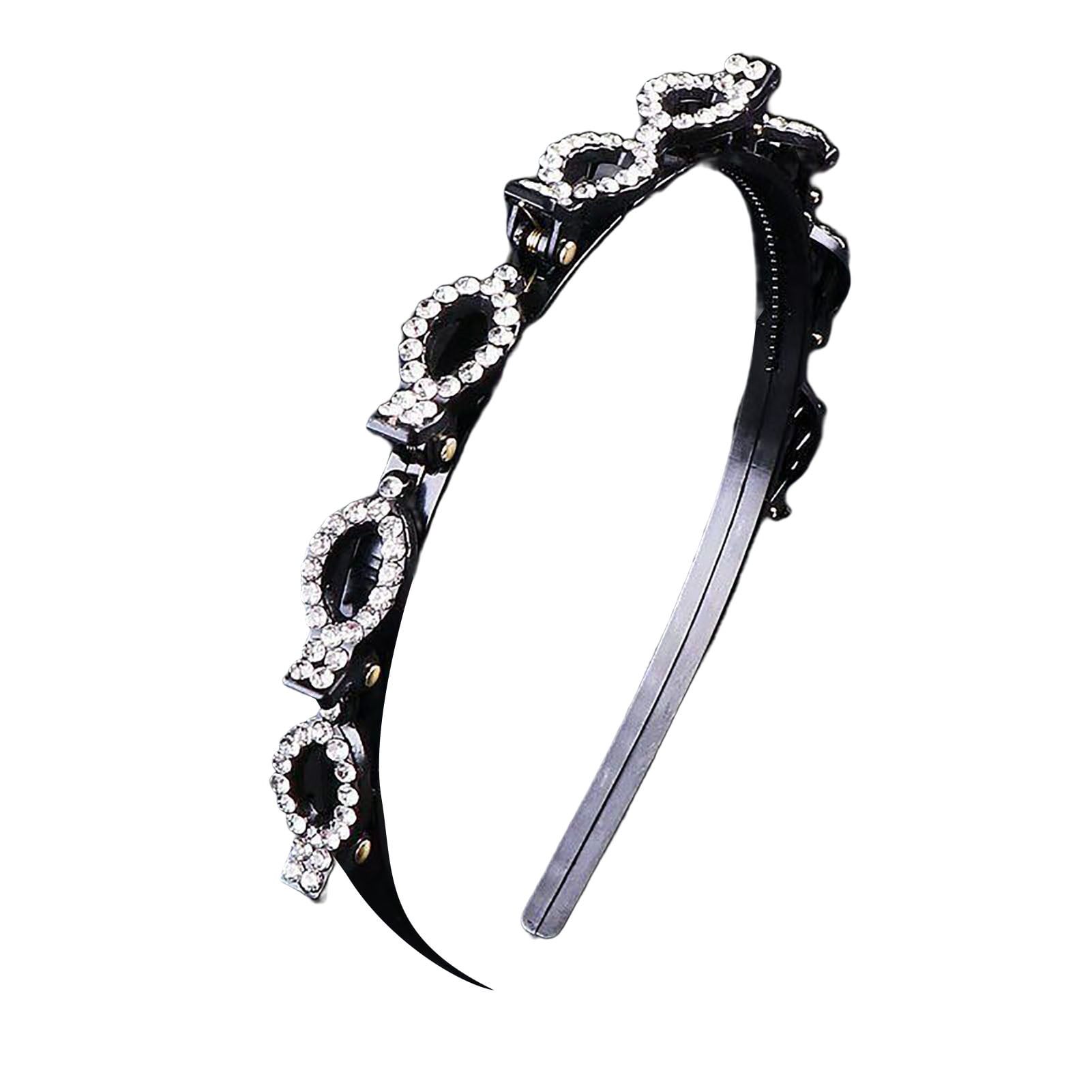 CXDa Hair Hoop Band with Clips Non-slip Shiny Rhinestone Inlay ...