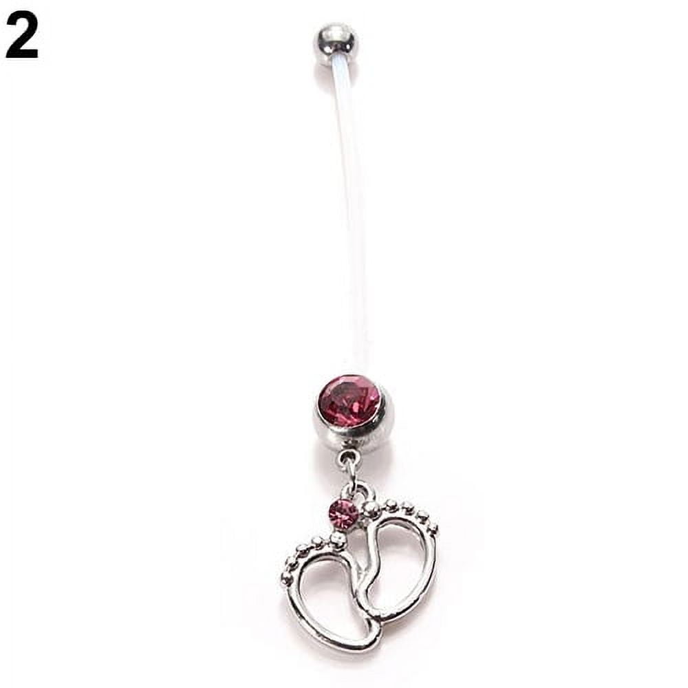CXDa Women Baby Feet Flexible Bar Pregnancy Maternity Belly Navel Ring ...