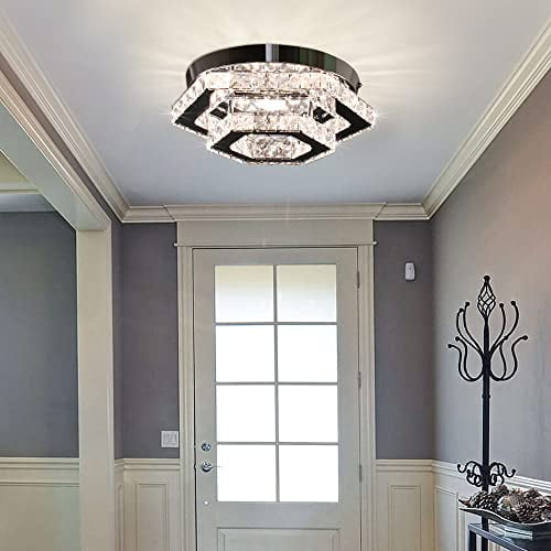 CXGLEAMING Modern Crystal Chandelier LED Flush Mount Ceiling Light ...