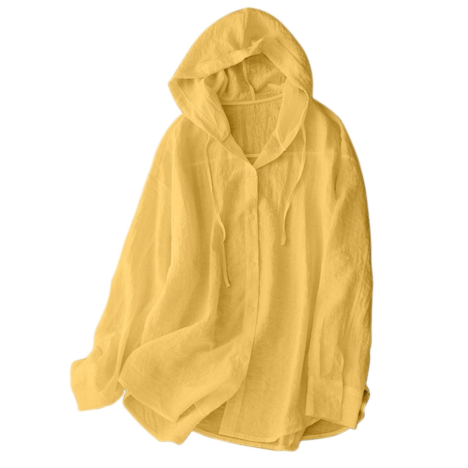 CXHEGBEJ Cotton Blended Hoodies For Women Button Down Sun Protection ...