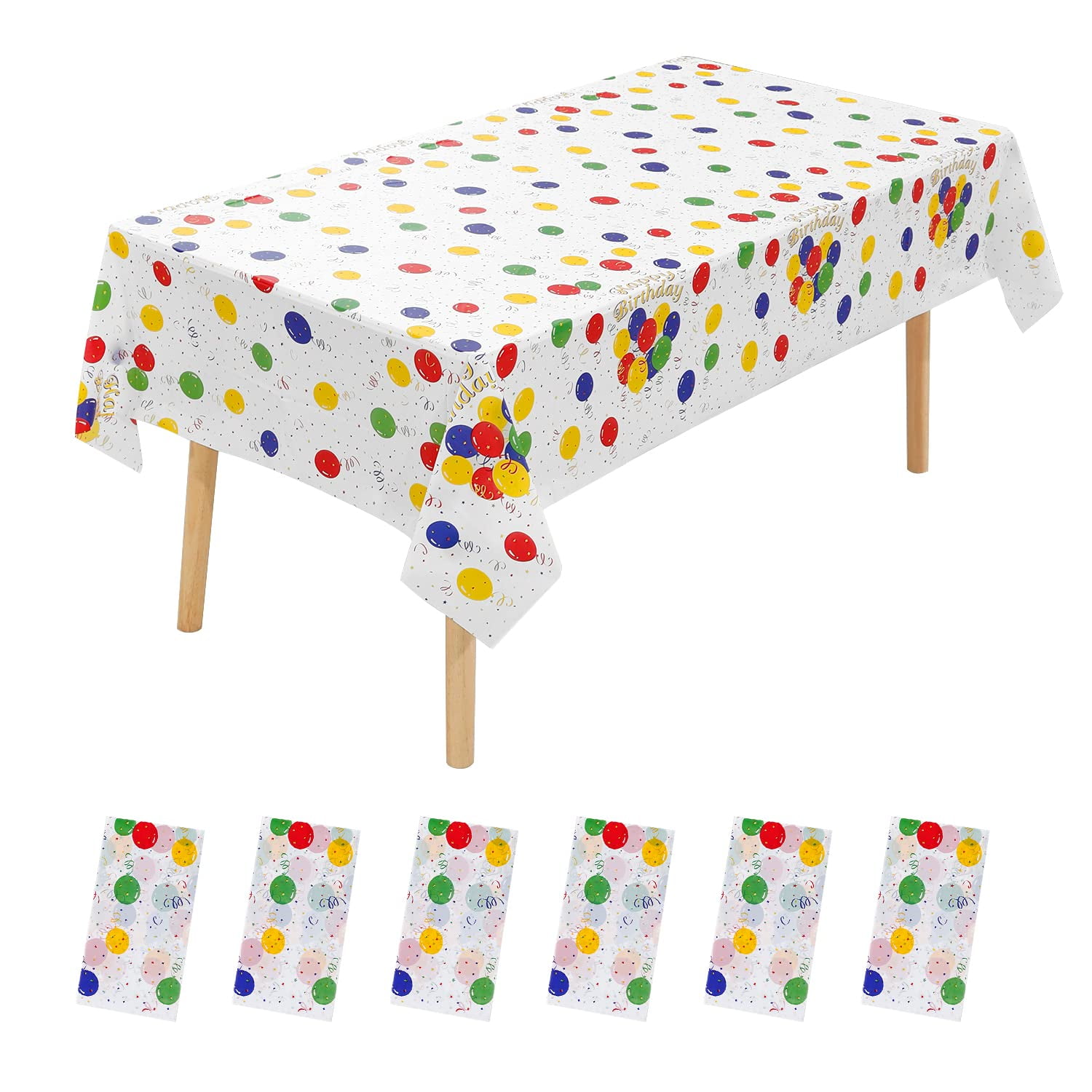 CXPSINC 6 Pack Happy Birthday Plastic Tablecloths,108" x 54"Rectangle ...