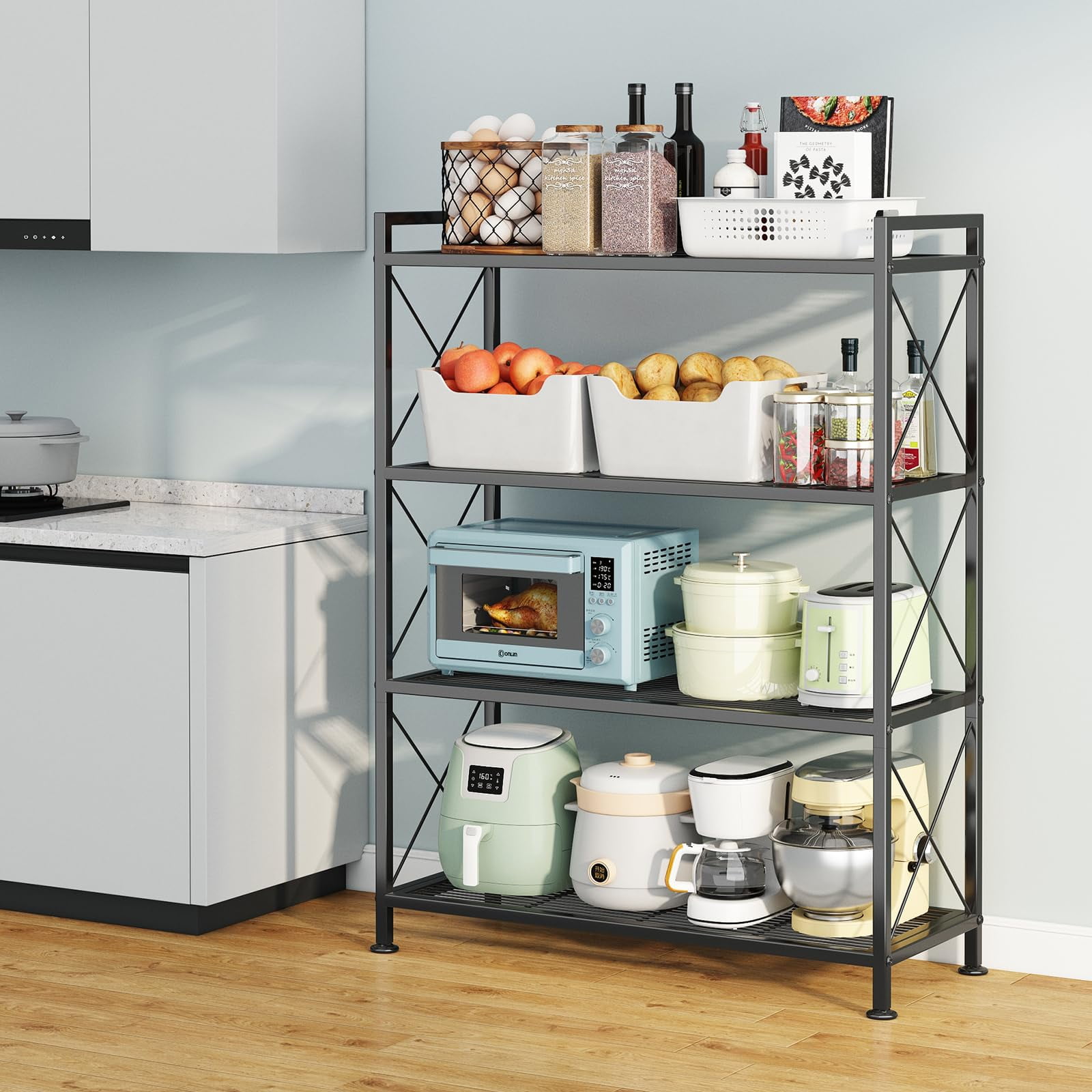 CXTRYN Metal Storage Rack,Free Standing Kitchen Storage Shelf Rack ...