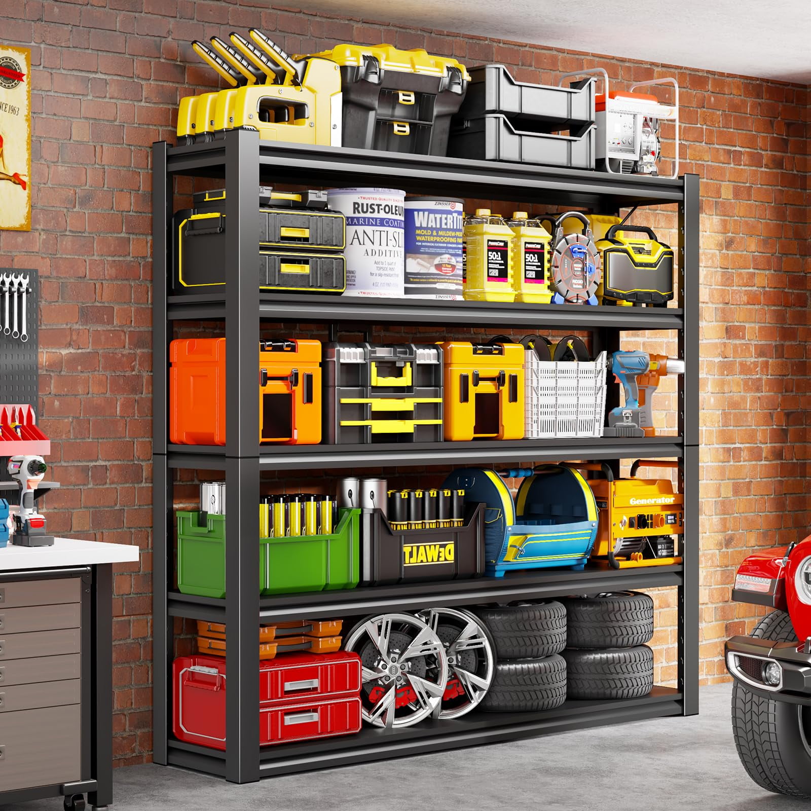 CXUZCZ 5-Tier Heavy Duty Garage Shelf Units, 72"H x 24"L x 48"W ...