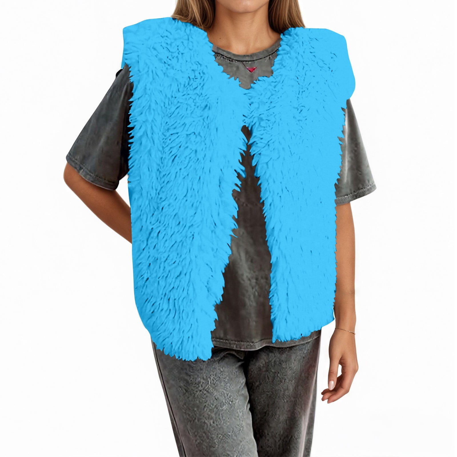 CXYYY Fleece Vest Women Fashion Open Front Warm Winter Coat for Womens ...