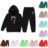 CXYYY Girls Sweatsuit Cute Bow Print Hoodies and Sweatpants 2Pc Set ...