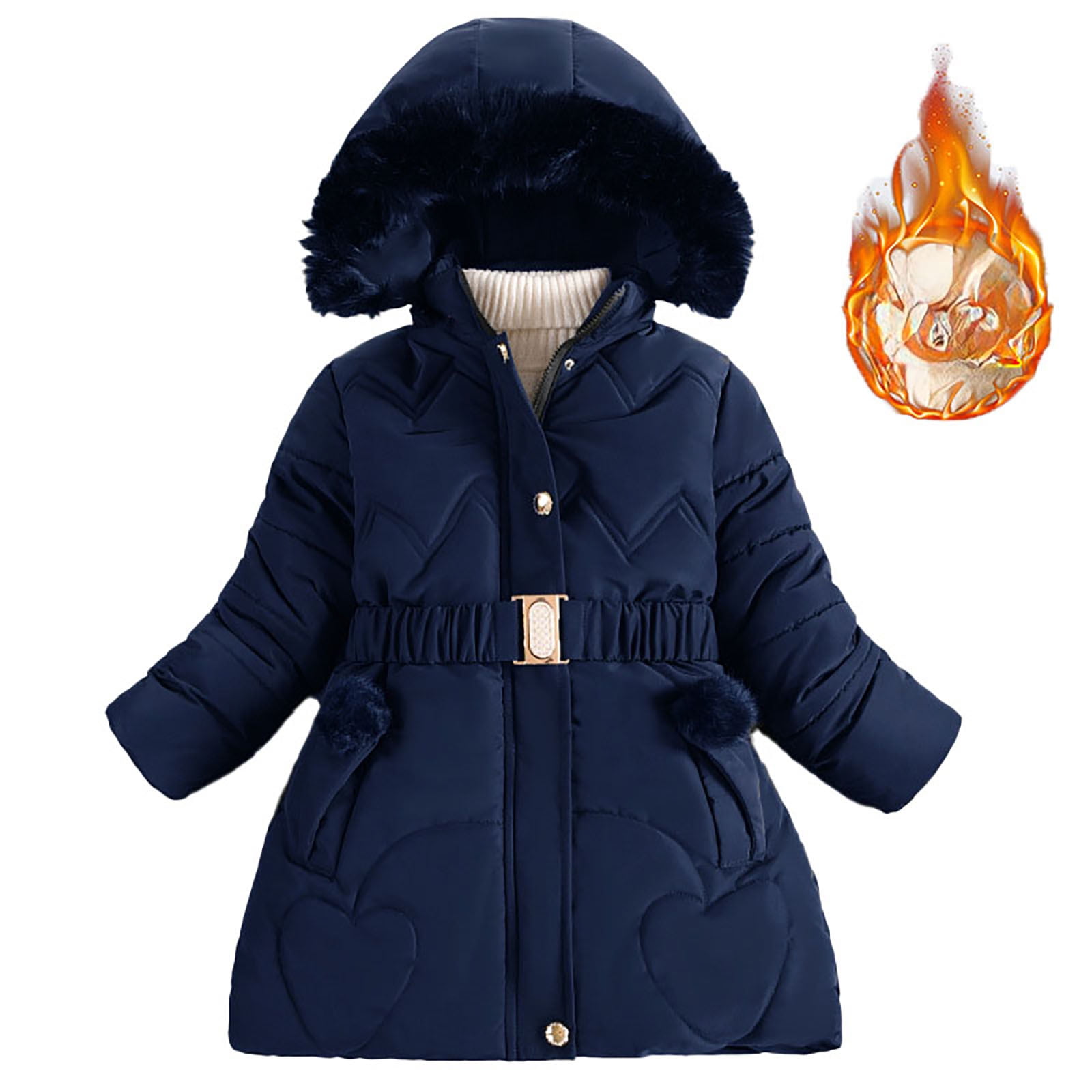 CXYYY Girls Winter Coat Fashion Padded Jacket Heavyweight Hooded Warm ...