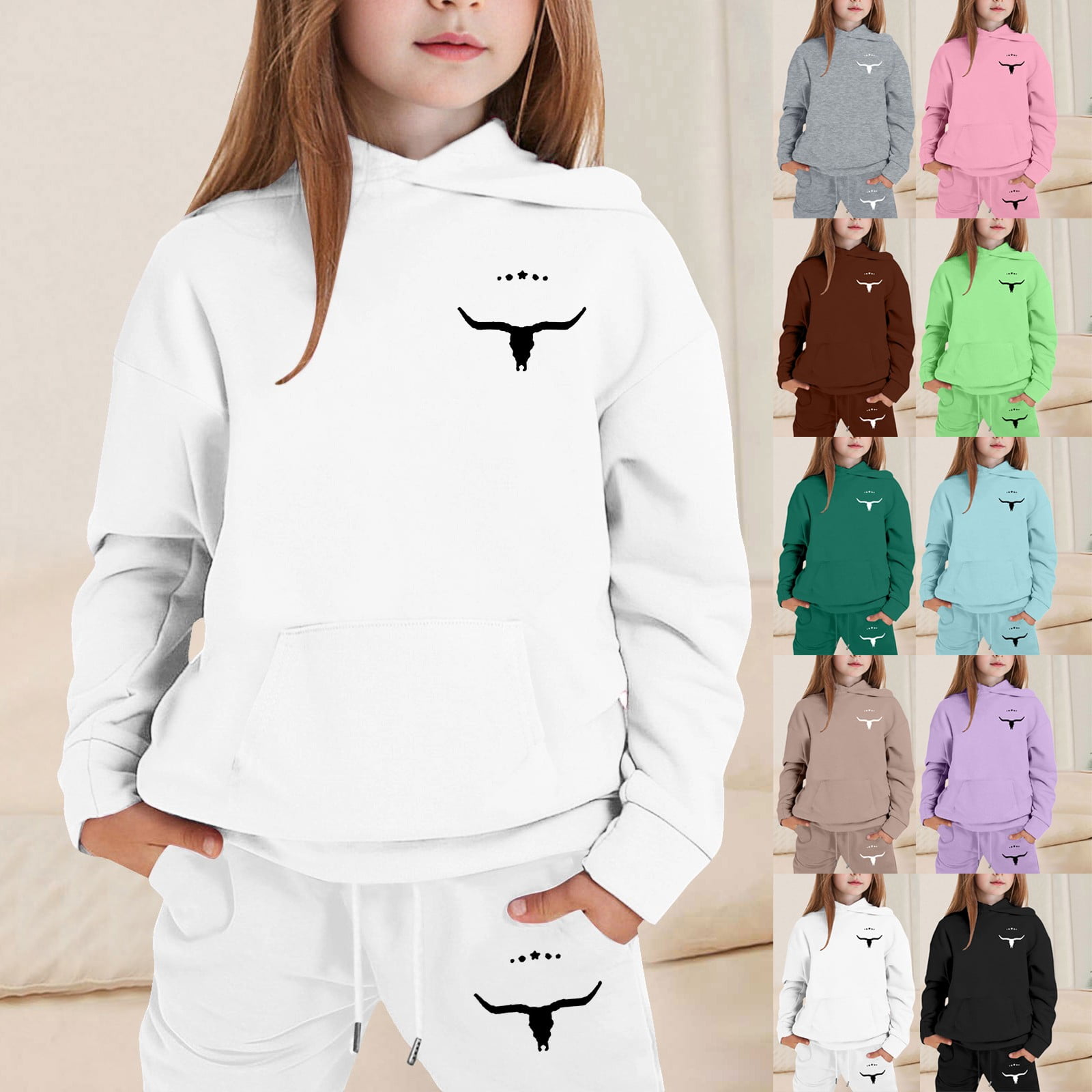 CXYYY Sweatsuit for Girls Fashion Graphic Print Hooded Pullover and ...