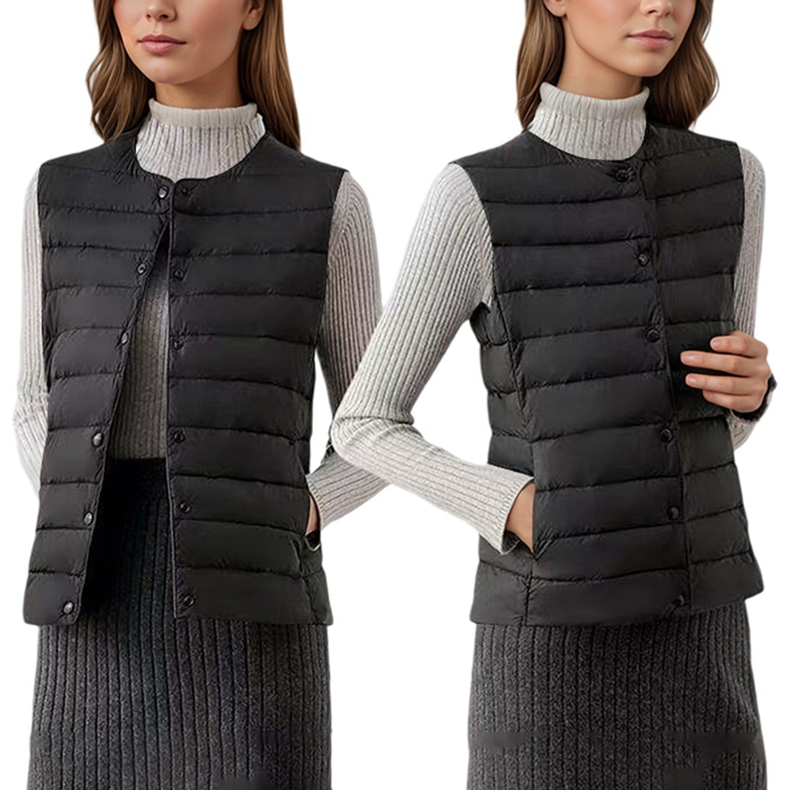 CXYYY Womens Lightweight Puffer Vest, Fashion Sleeveless Solid Color ...