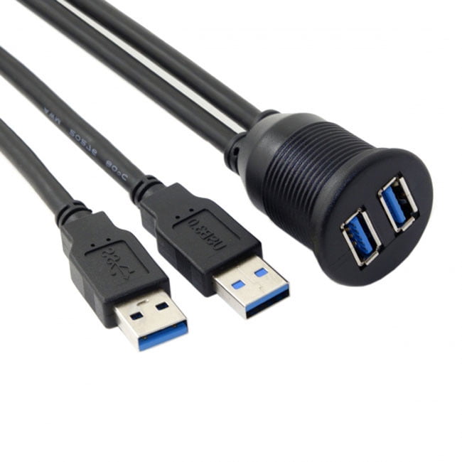 CY 1m Waterproof Dual USB 3.0 Extension AUX Flush Mount Car Mount ...