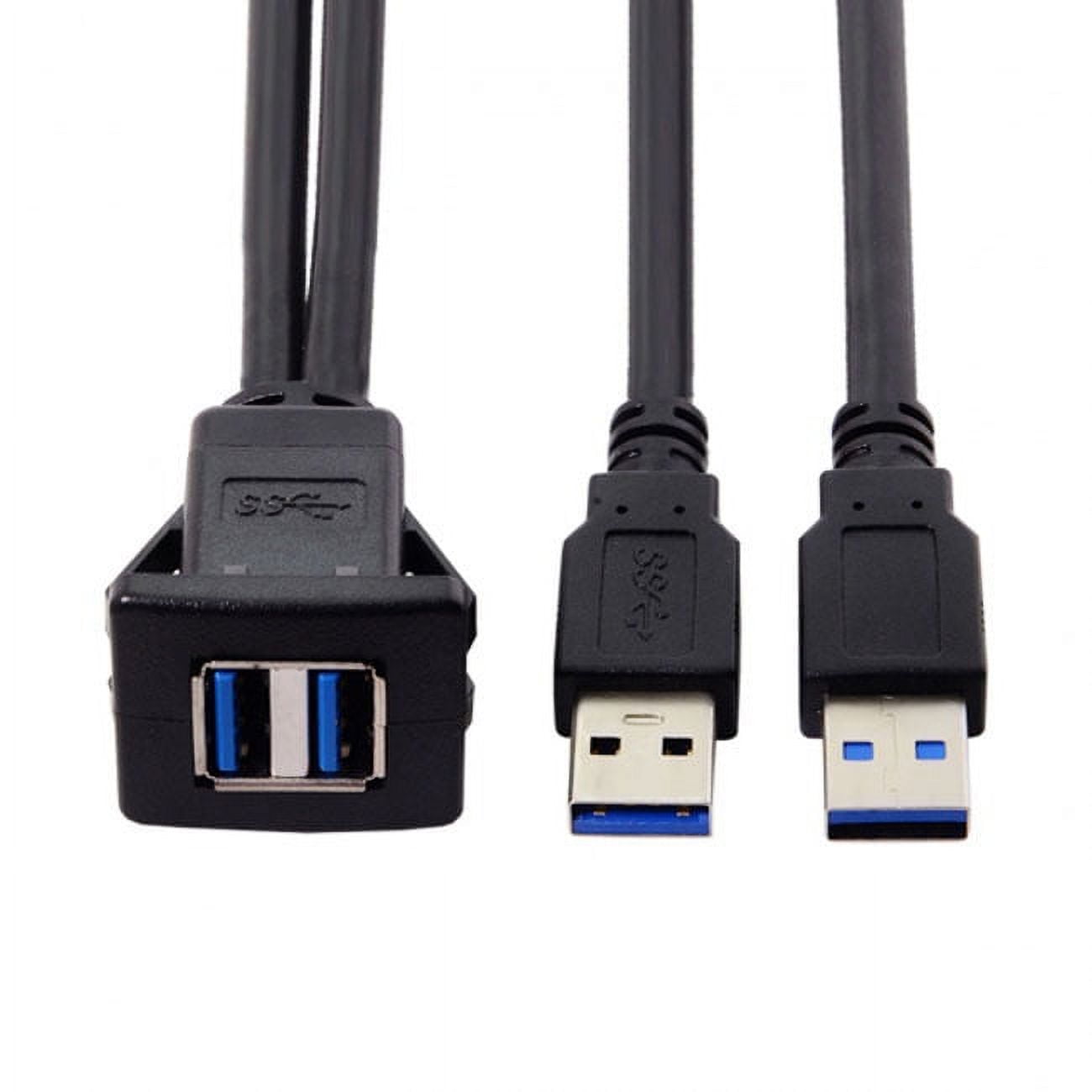 CY 1m Waterproof Dual USB 3.0 Extension Latch Mount Car AUX Cable for ...