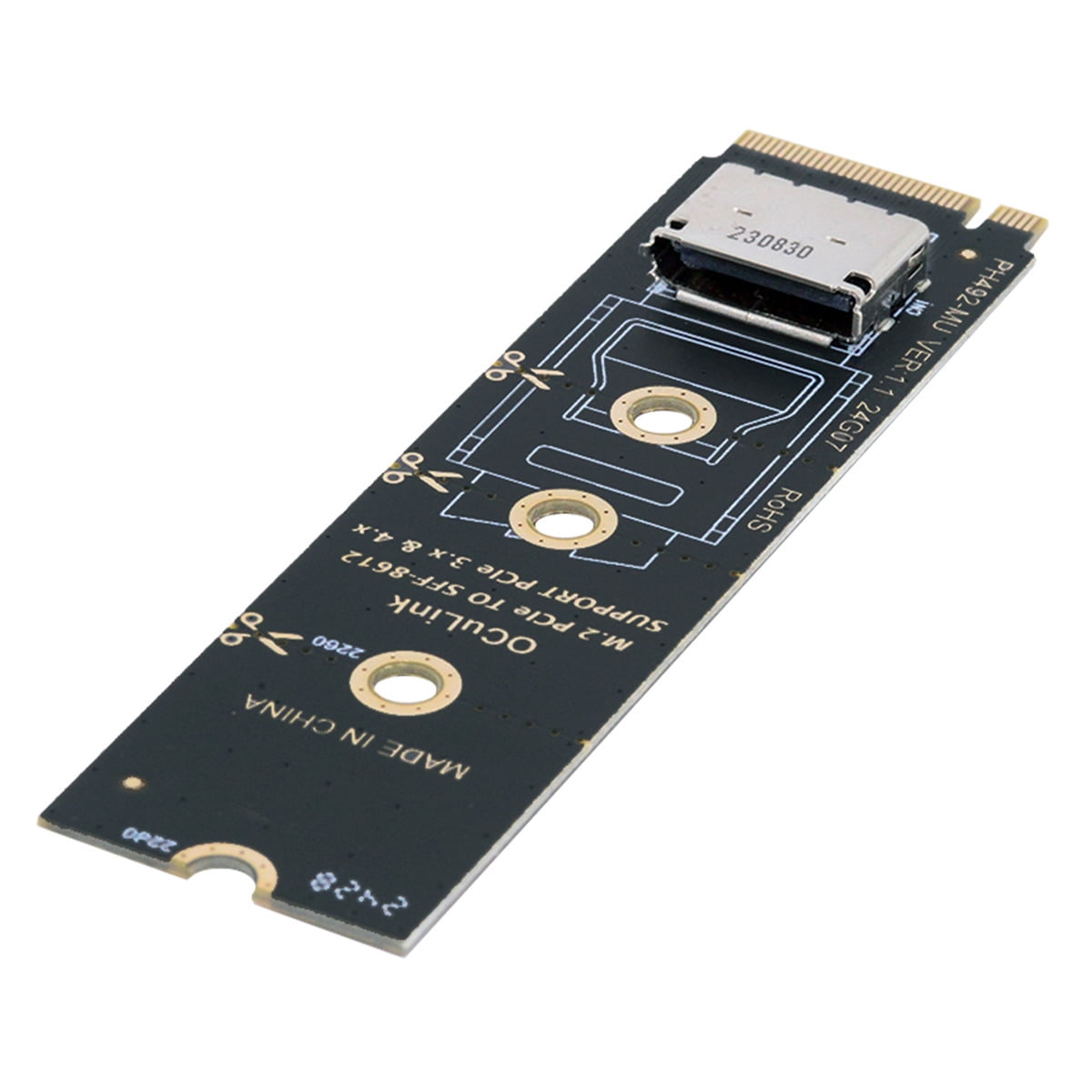 CY 2280 PCI-E4.0 M.2 M-key to Oculink SFF-8612 SFF-8611 Vertical Host Adapter for NVME U.2 SSD ...