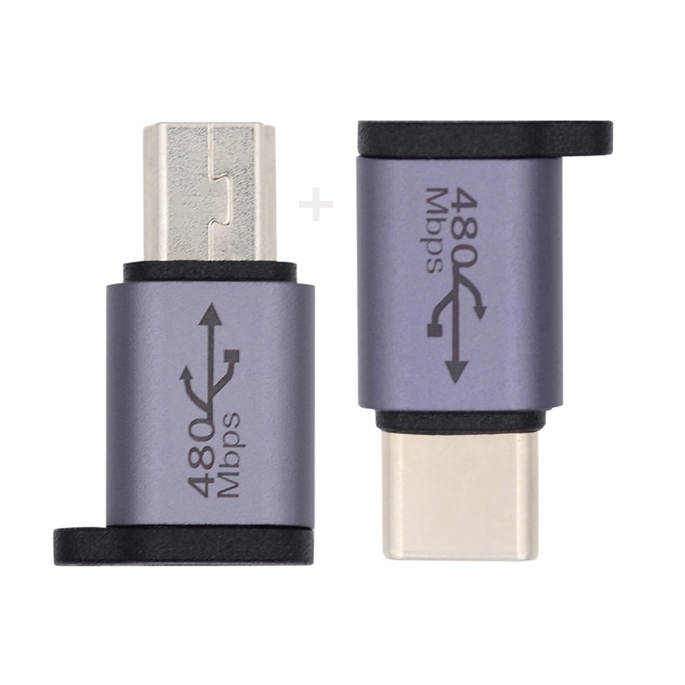 CY 2pcs/lot USB2.0 Micro Female to Mini USB Type-C USB-C Male Power ...