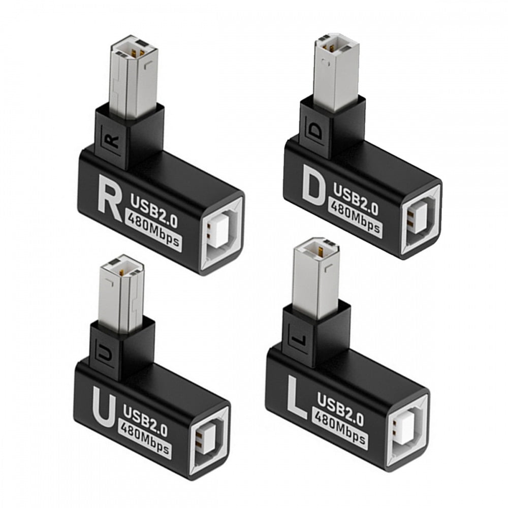 CY 4pcs/lot USB 2.0 Type-B Male to Female Extension Adapter Horizontal ...