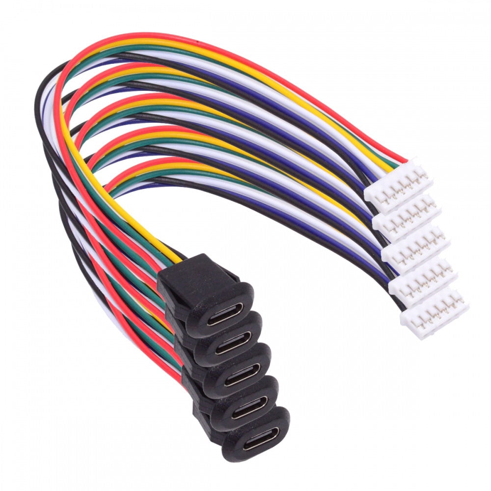 CY 5pcs/set DIY OEM Type C Female Socket to 6Pin Header Cable Pitch=2 ...