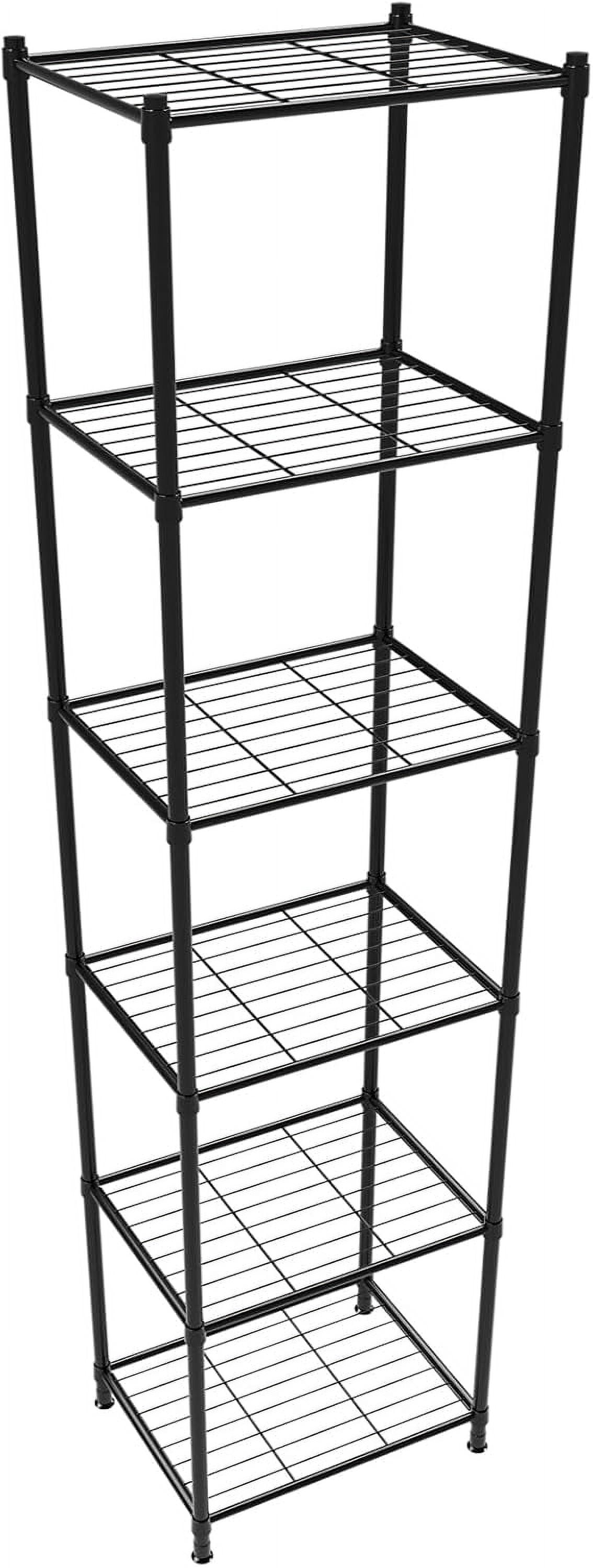 CY 6-Tier Wire Storage Rack, 77 x 17 x 13 Inches, Black Metal Shelving ...