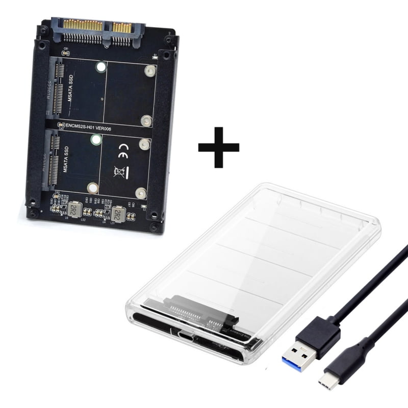 CY Dual MSATA Mini-SATA SSD Card JBOD Raid0 Span Bridge to USB3.0 Type ...