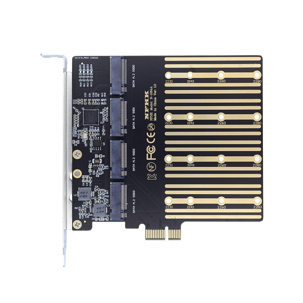 CY Four SATA NGFF Key B+M SSD to PCI-E 1x Mainboard Desktop Adapter ...