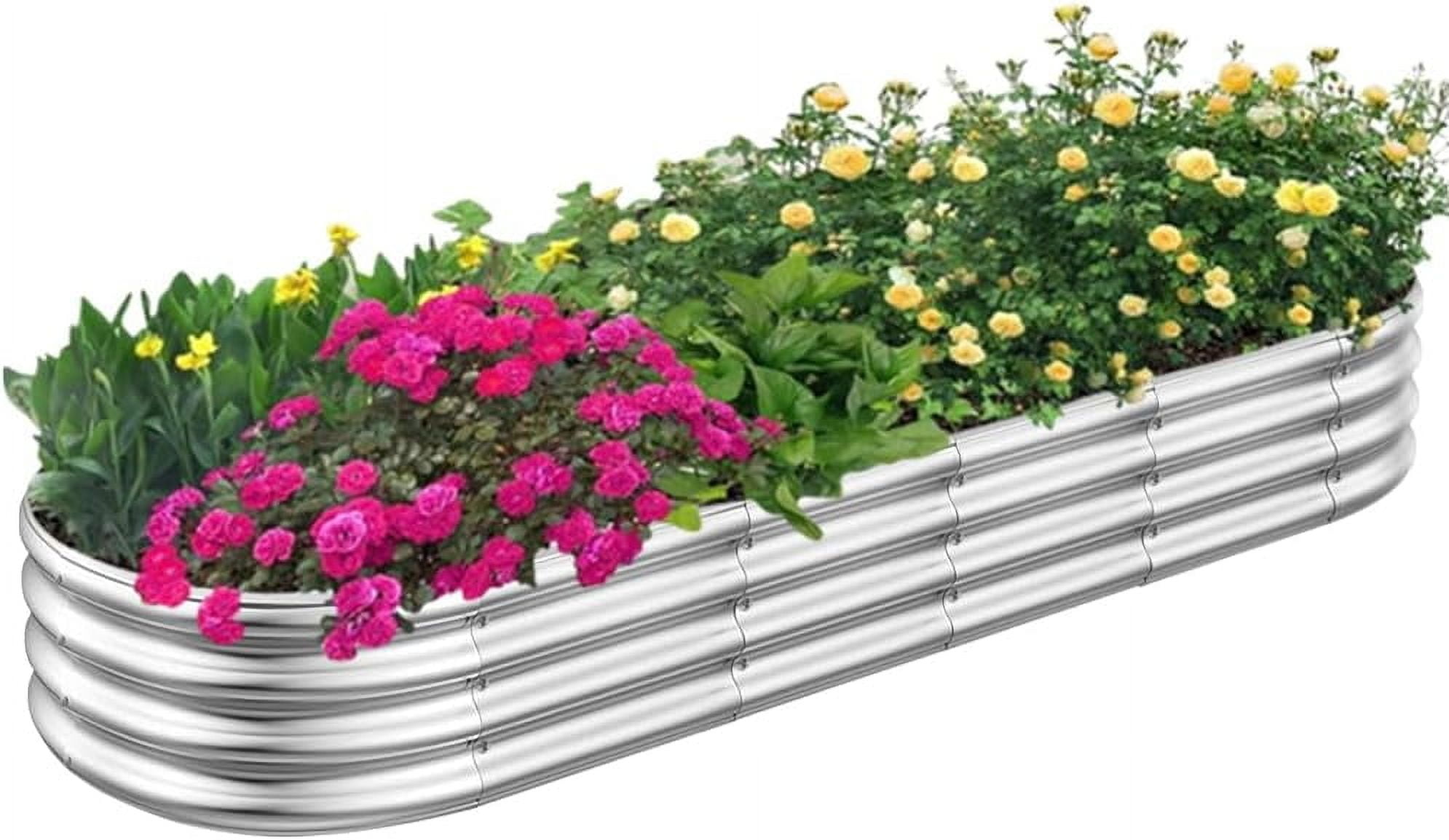 CY Galvanized Raised Garden Beds, Outdoor Raised Garden Boxes, Oval ...