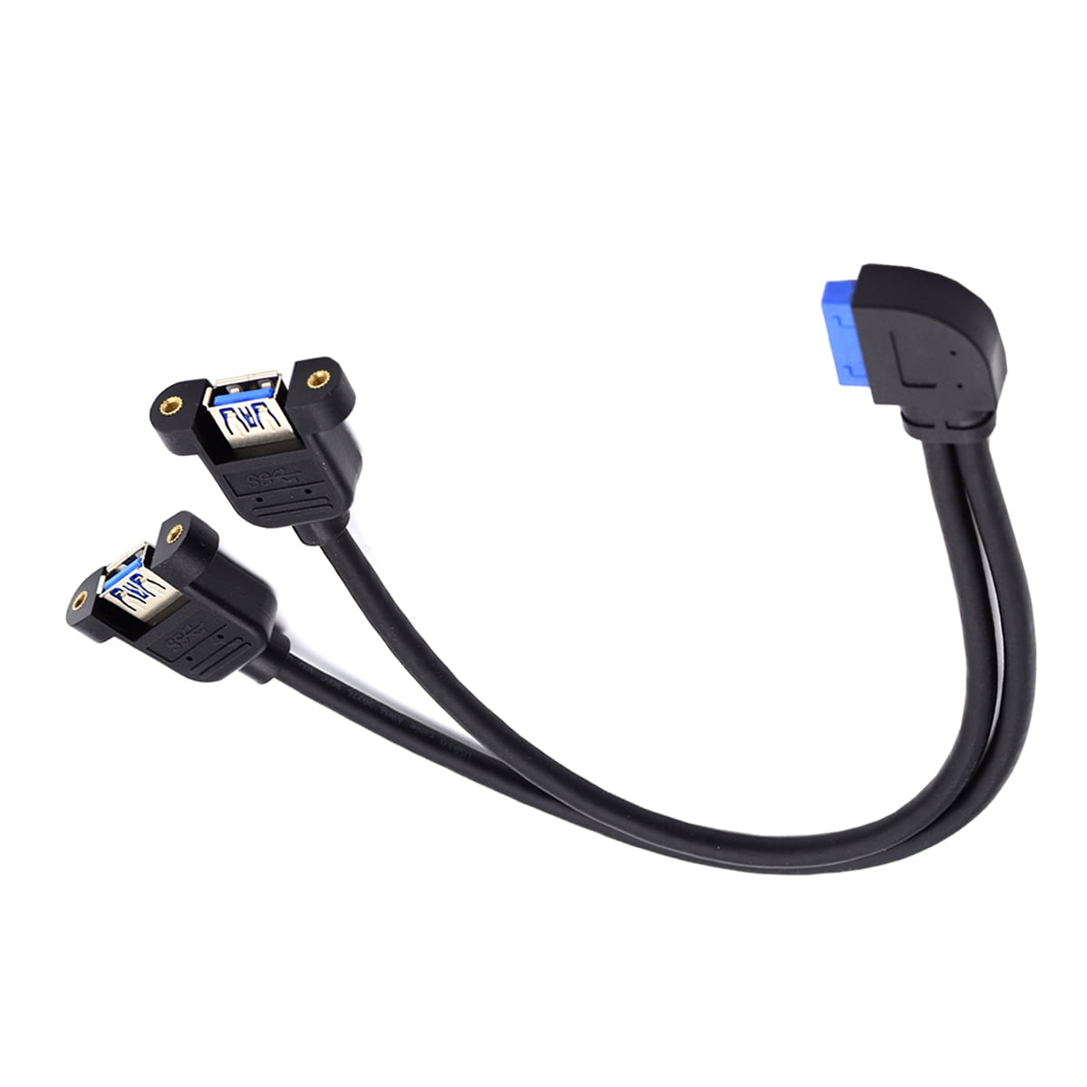 CY Left Angled 19/20Pin Header to USB 3.0 Dual Ports Female Screw Mount ...