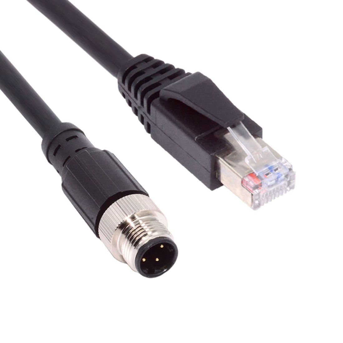 CY M12 Type-D D-coded 4Pin Male to RJ45 Cat5e Male Cable Lan Ethernet Network Industrial ...