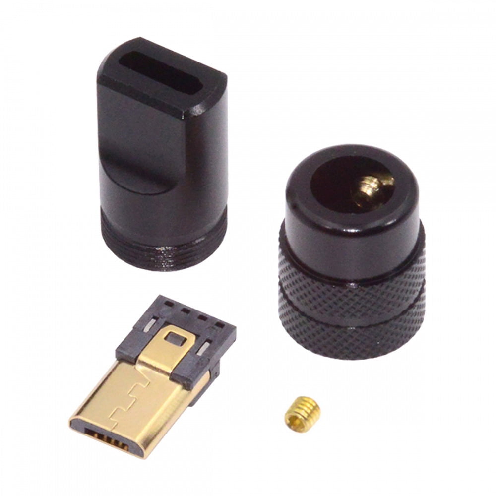 CY Micro USB2.0 5Pin Male Plug Connector Solder Type with Aluminum Alloy Shell Black ...