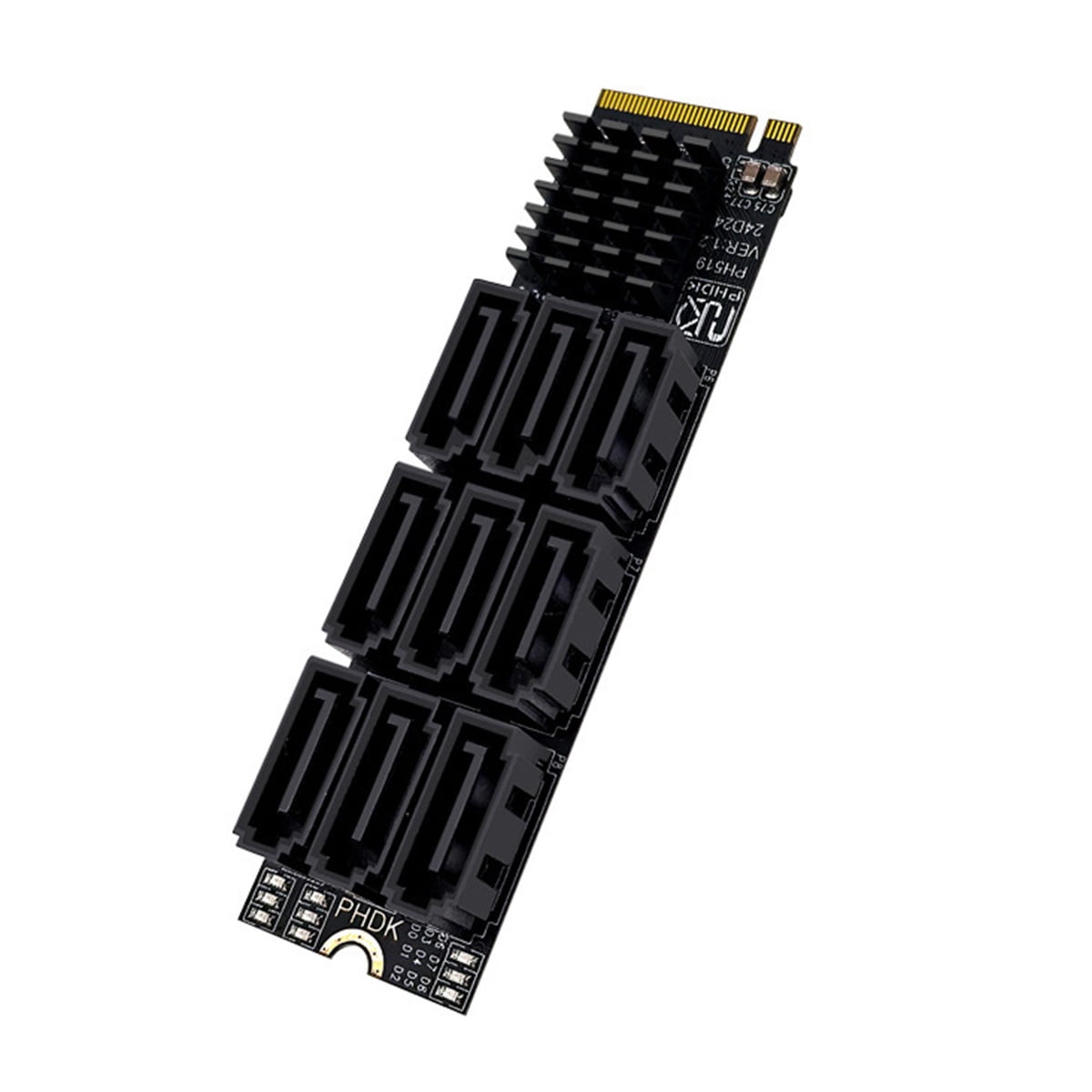 CY NGFF NVME M-Key PCI Express M.2 to 9 Ports SATA 3.0 6Gbps Adapter ...